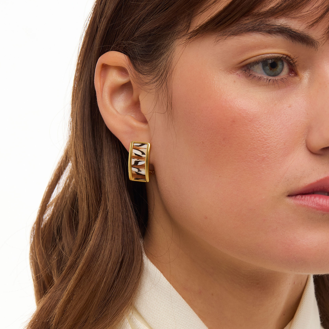 Fortune Hill Stud Earring | Quail Feathers | Handcrafted Luxury