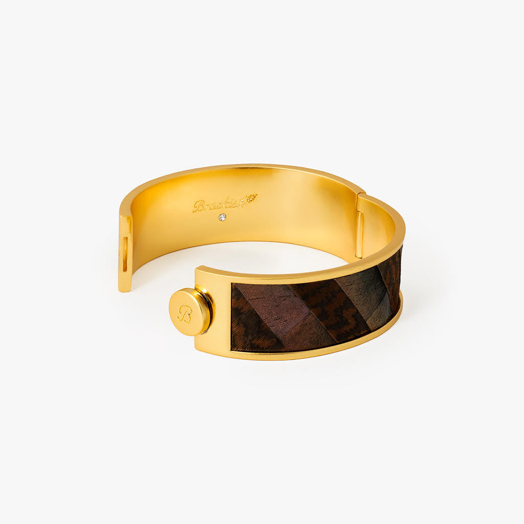 Amaya Hinge Cuff | Turkey Feathers | Natural Iridescence