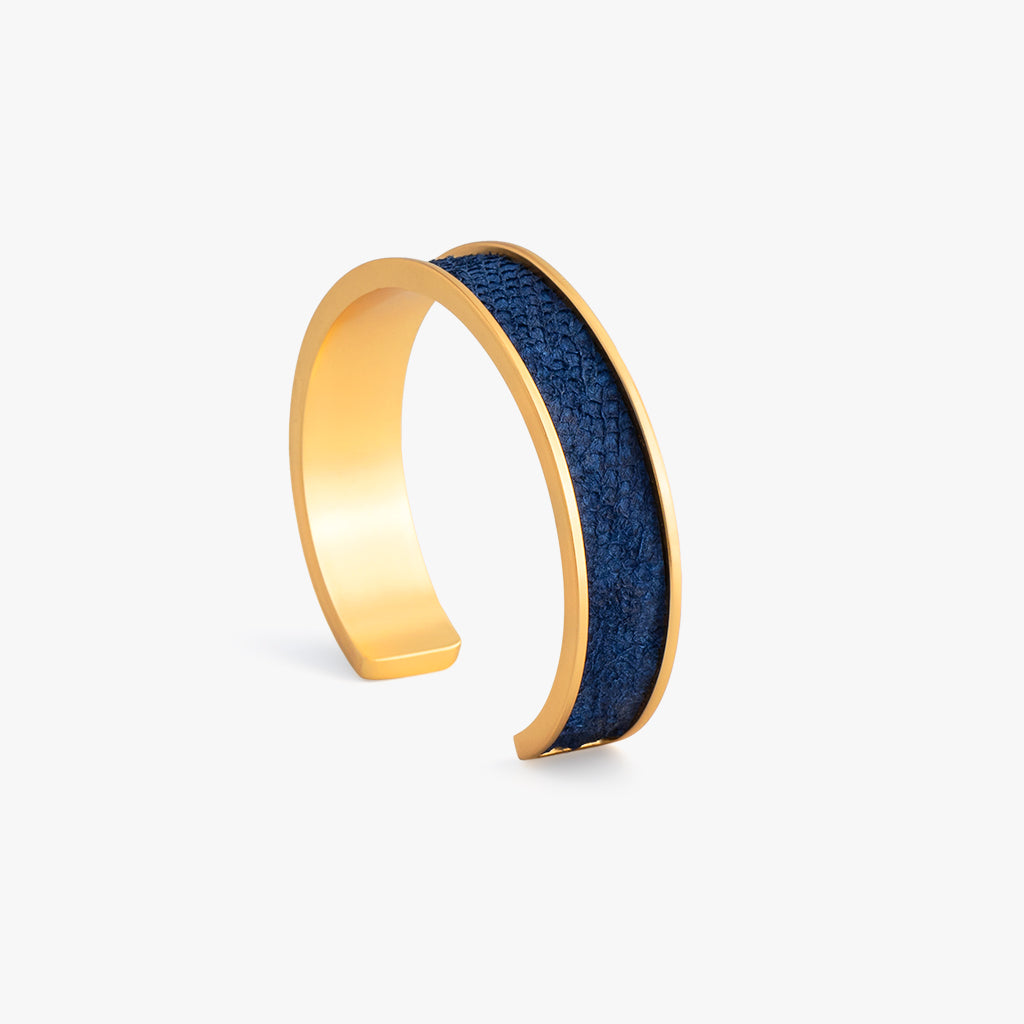 Royal Blue Cuff Bracelet with Invasive Lionfish Leather