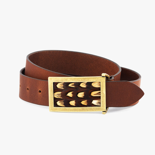 Men's Leather & Inlaid Feather Belt | Brackish