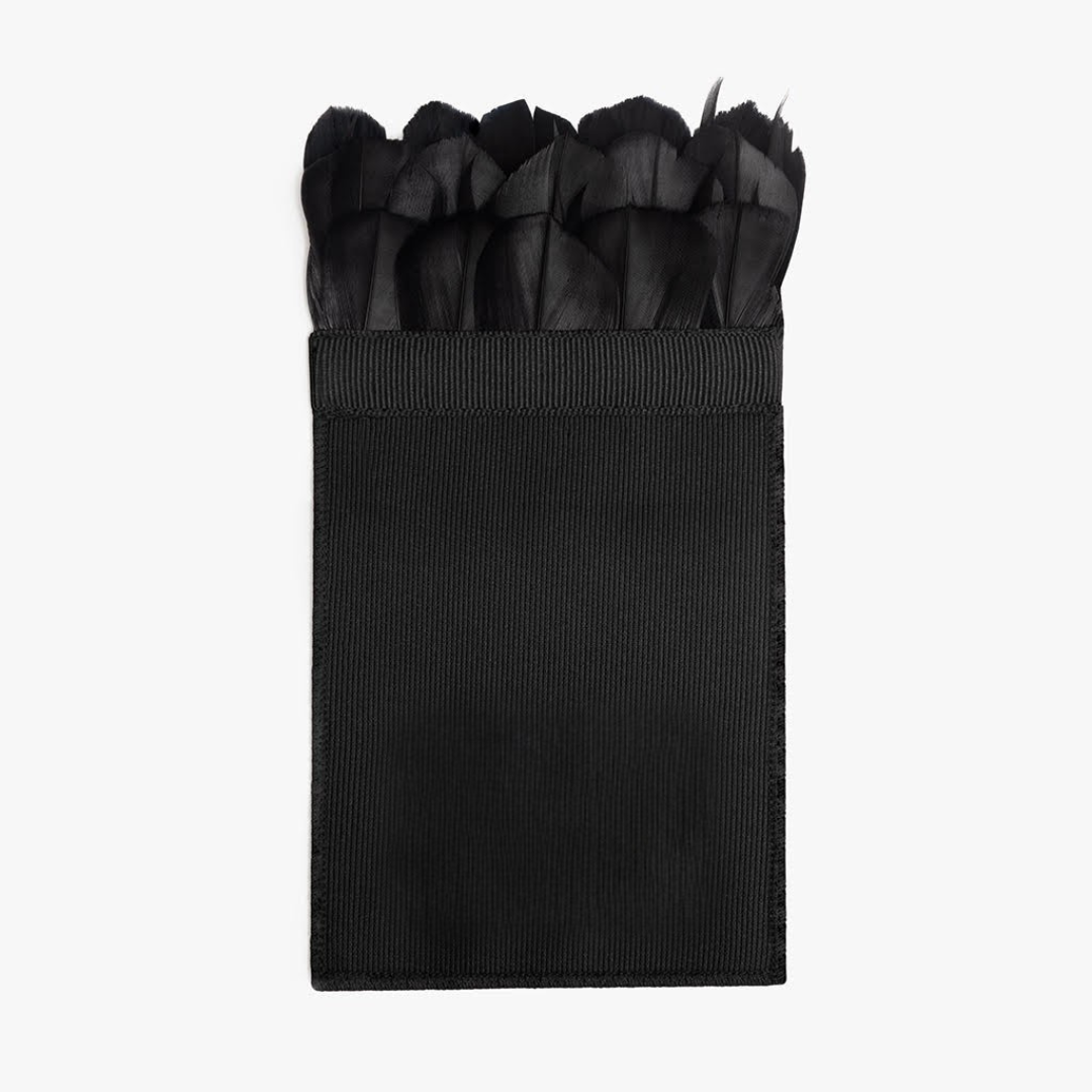Obsidian Pocket Square - Natural Black Goose Feathers
