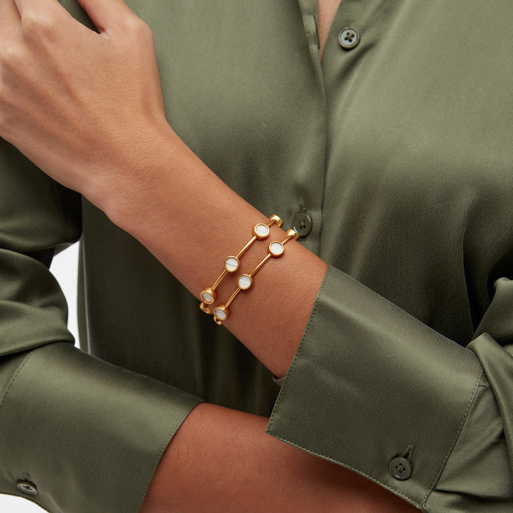 White and Gold Cuff Bracelet - Real Goose Feathers