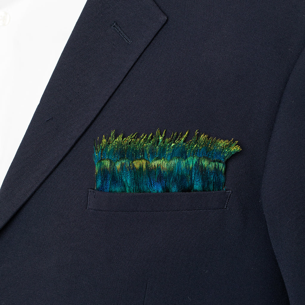 Meridian Peacock Pocket Square - Turquoise, Royal, & Lime