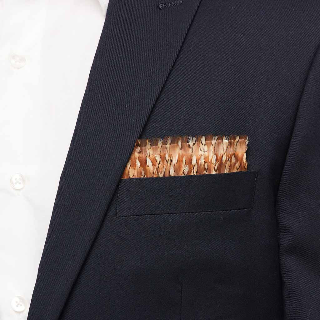 Bevy Quail Feather Suit Pocket Square | Brackish